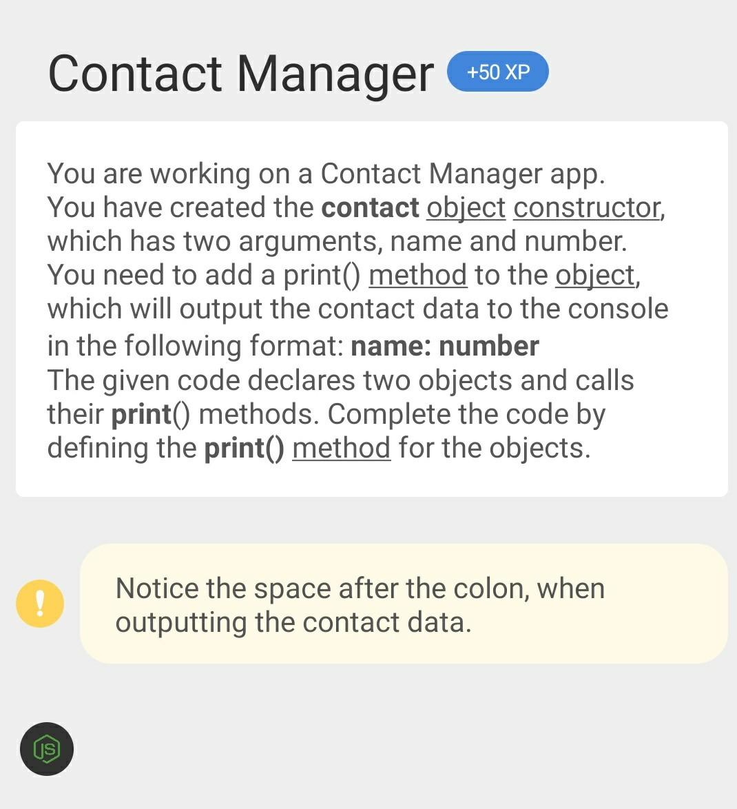 Solved Contact Manager +50 XP You are working on a Contact | Chegg.com