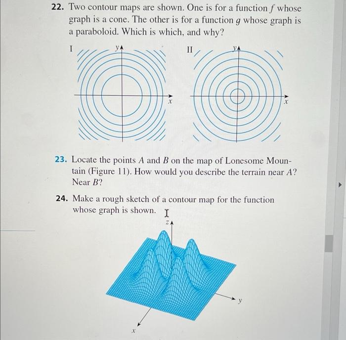 Solved 22. Two contour maps are shown. One is for a function | Chegg.com