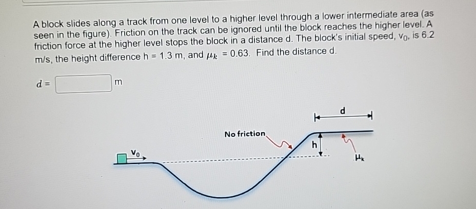 Solved A block slides along a track from one level to a | Chegg.com