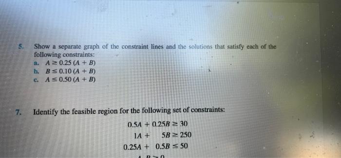 Solved 5. Show a separate graph of the constraint lines and | Chegg.com