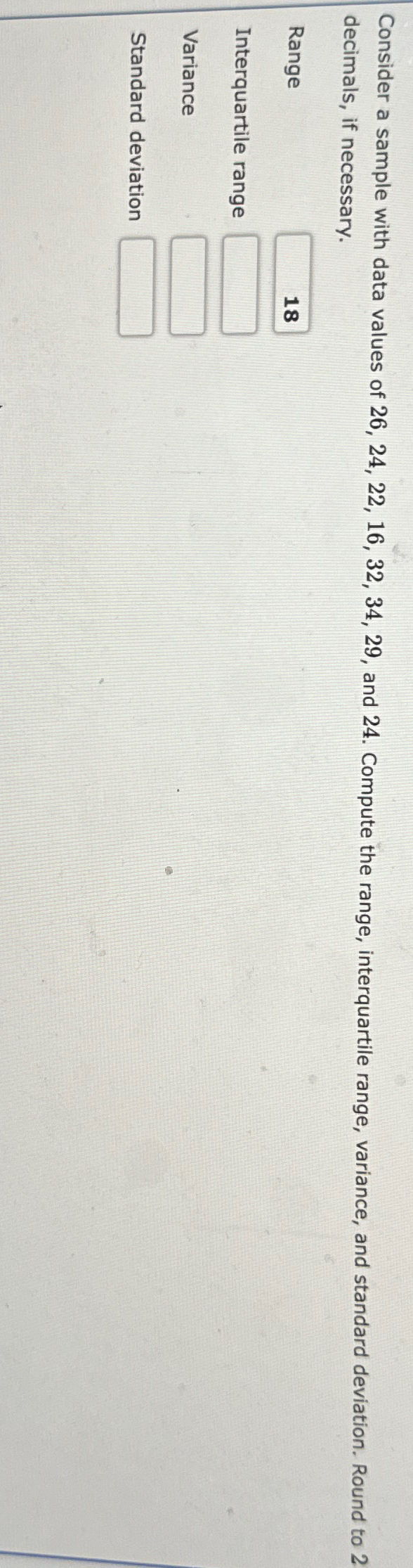 Consider a sample with data values of | Chegg.com