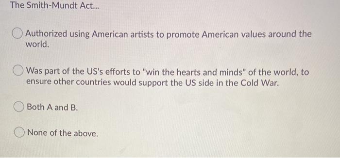 Solved The Smith-Mundt Act... Authorized using American | Chegg.com