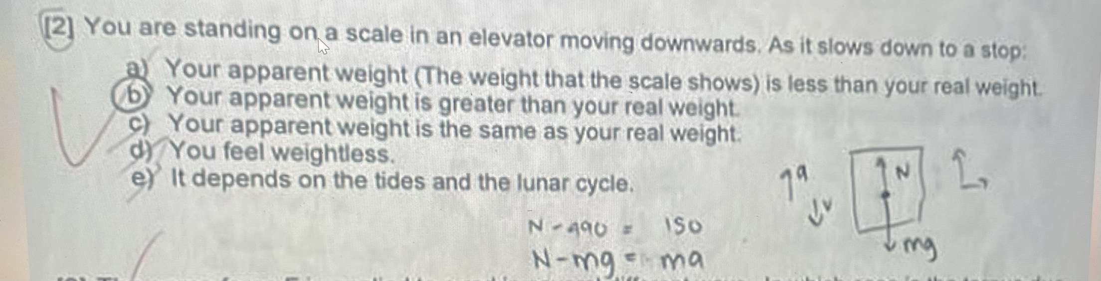 Solved [2] ﻿You are standing on a scale in an elevator | Chegg.com