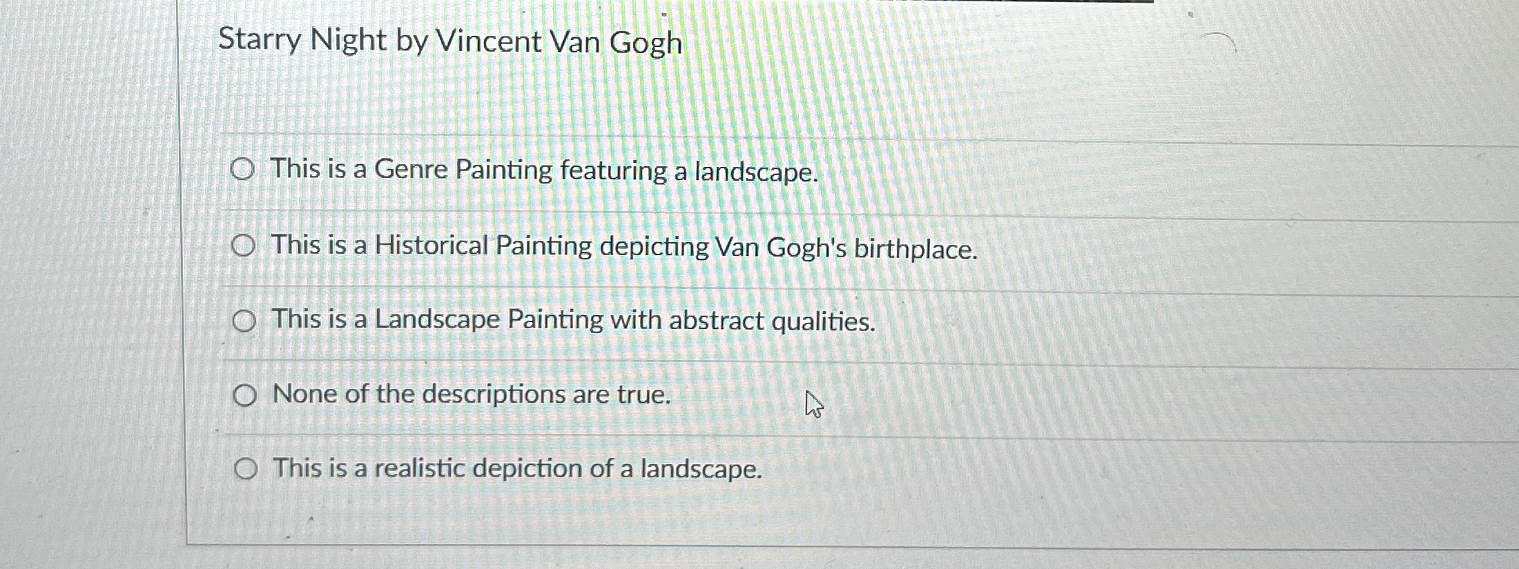 Solved Starry Night by Vincent Van GoghThis is a Genre | Chegg.com