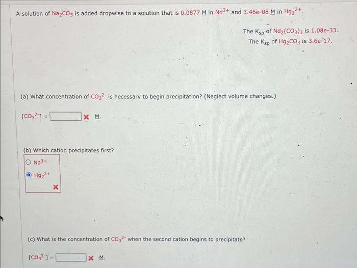 Solved A solution of Na2CO3 is added dropwise to a solution | Chegg.com