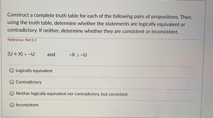 Solved Construct a complete truth table for each of the | Chegg.com