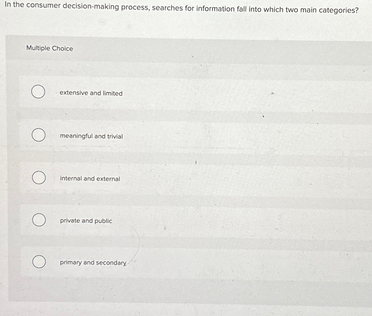 Solved In the consumer decision-making process, searches for | Chegg.com