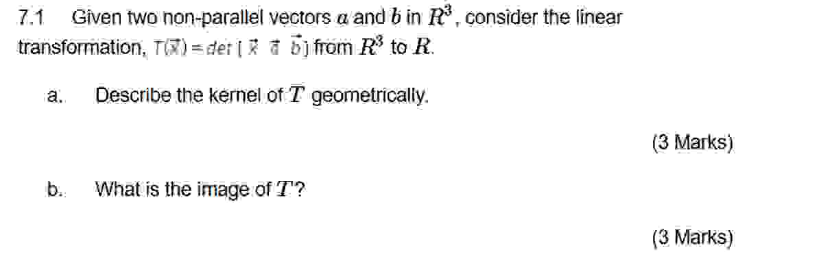 Solved h7.1 ﻿Given two non-parallel vectors a and b ﻿in R3, | Chegg.com