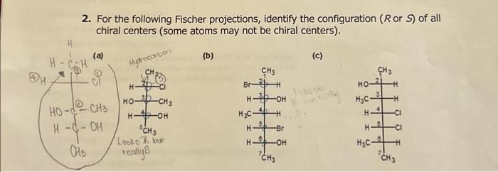 Solved For the following Fischer projections, identify the | Chegg.com