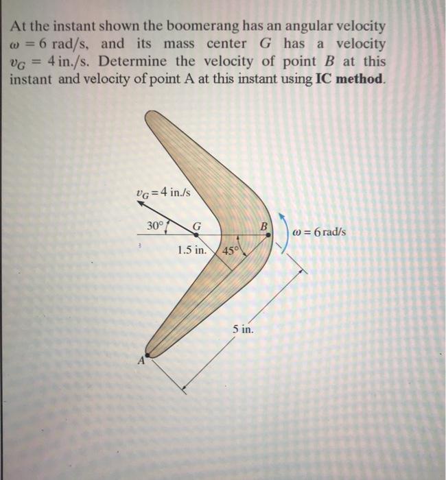 Solved At the instant shown the boomerang has an angular | Chegg.com