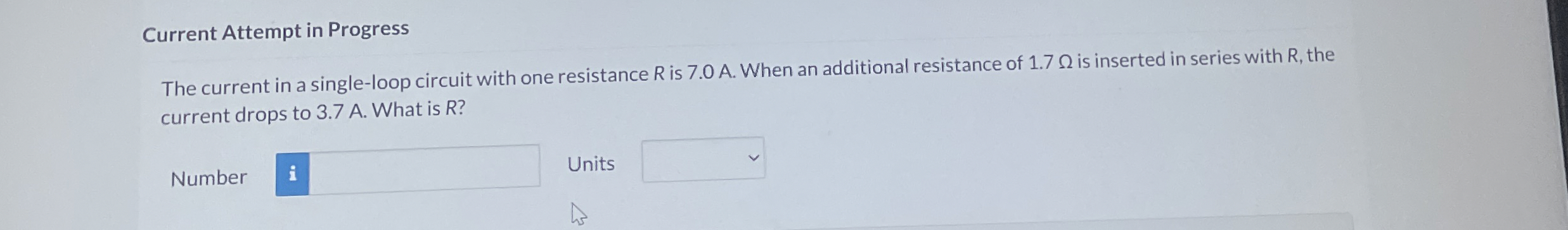 Solved Current Attempt in ProgressThe current in a | Chegg.com