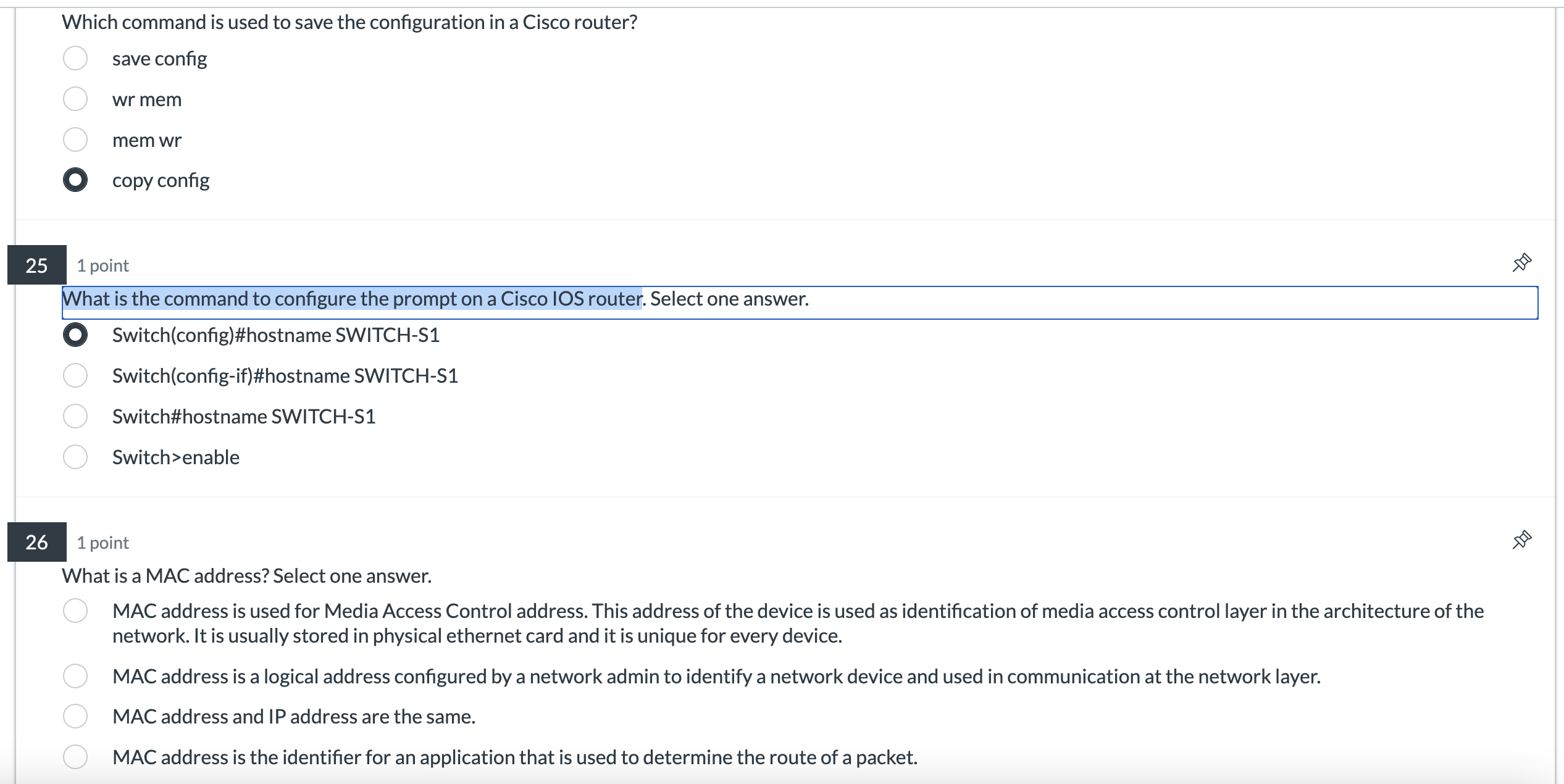 Solved Which command is used to save the configuration in a | Chegg.com