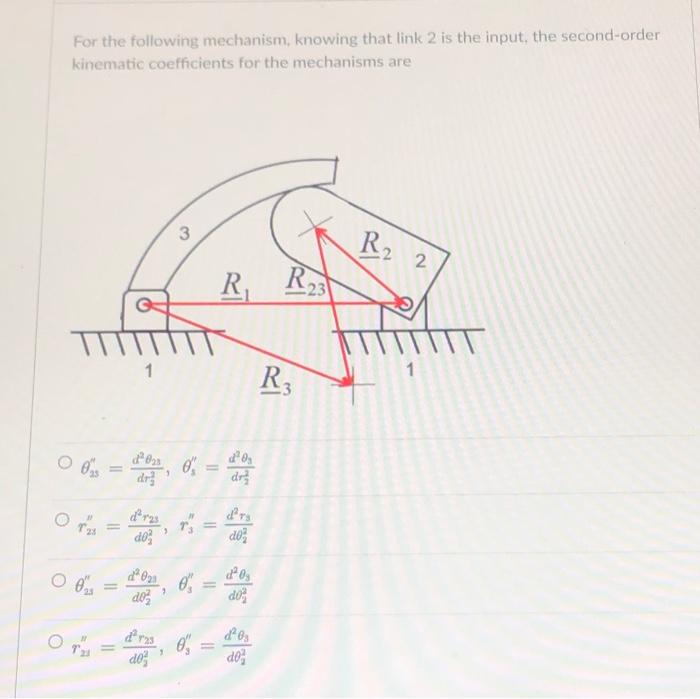 Solved For the following mechanism, knowing that link 2 is | Chegg.com