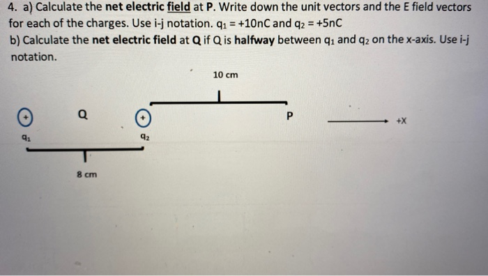 Solved 4. a) Calculate the net electric field at P. Write | Chegg.com