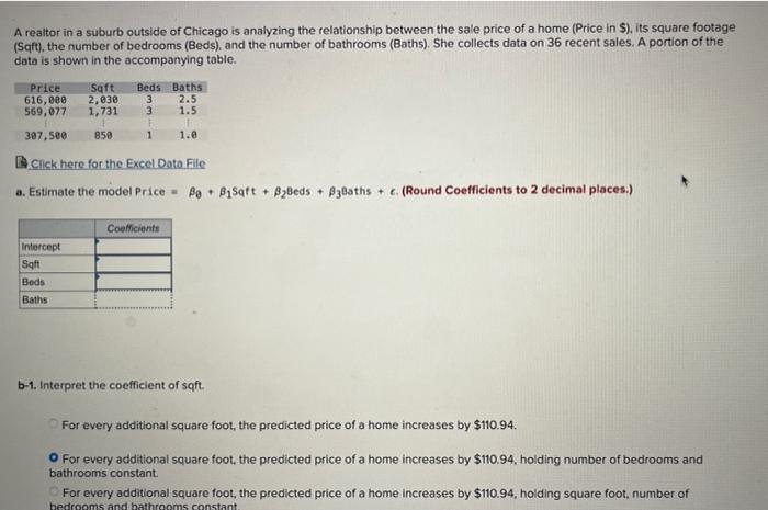 Solved A realtor in a suburb outside of Chicago is analyzing | Chegg.com