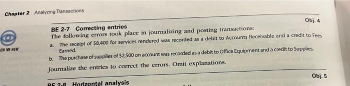 Solved BE 2-7 Correcting entries The following errors took | Chegg.com