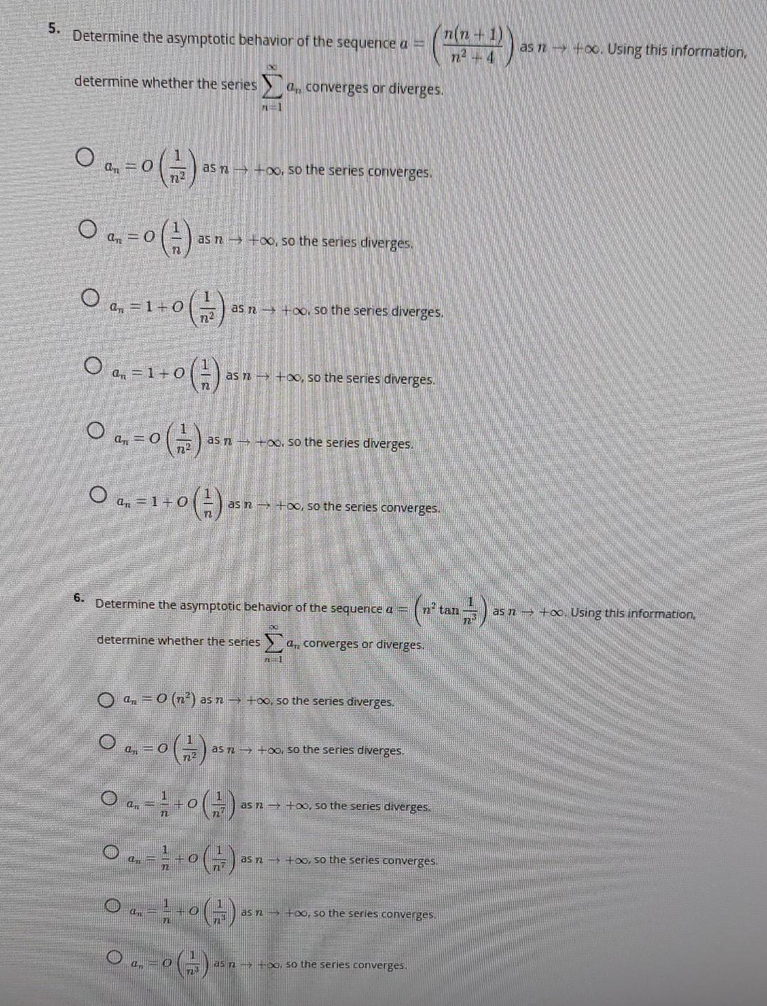 Solved 5. Determine the asymptotic behavior of the sequence | Chegg.com