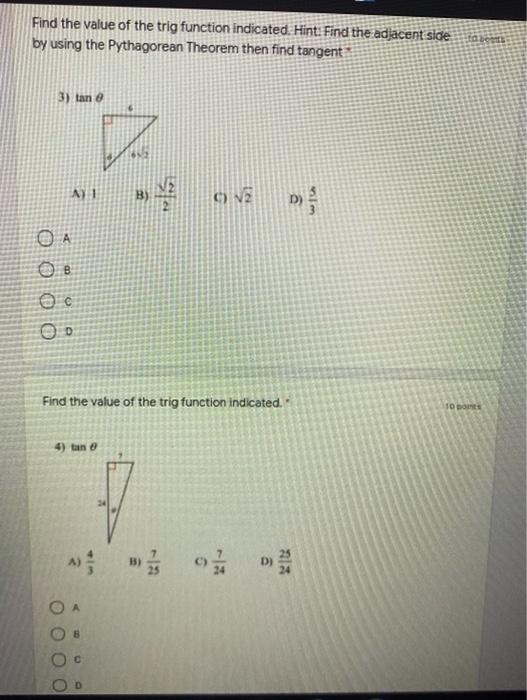 Solved Find the value of the trig function indicated. Hint. | Chegg.com