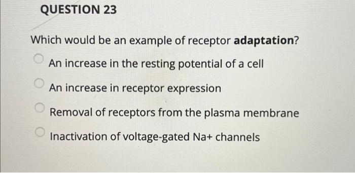 Solved Which would be an example of receptor adaptation? An | Chegg.com