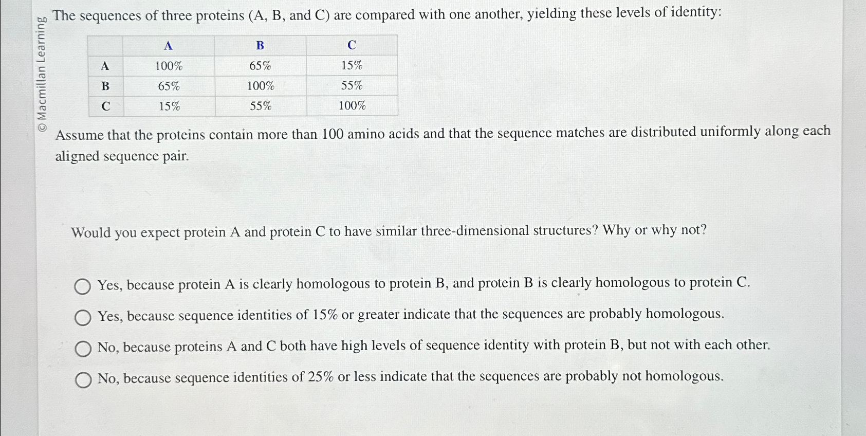 Solved Do The sequences of three proteins (A, ﻿B, ﻿and C) | Chegg.com