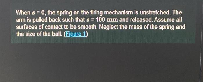 Solved When s = 0, the spring on the firing mechanism is | Chegg.com