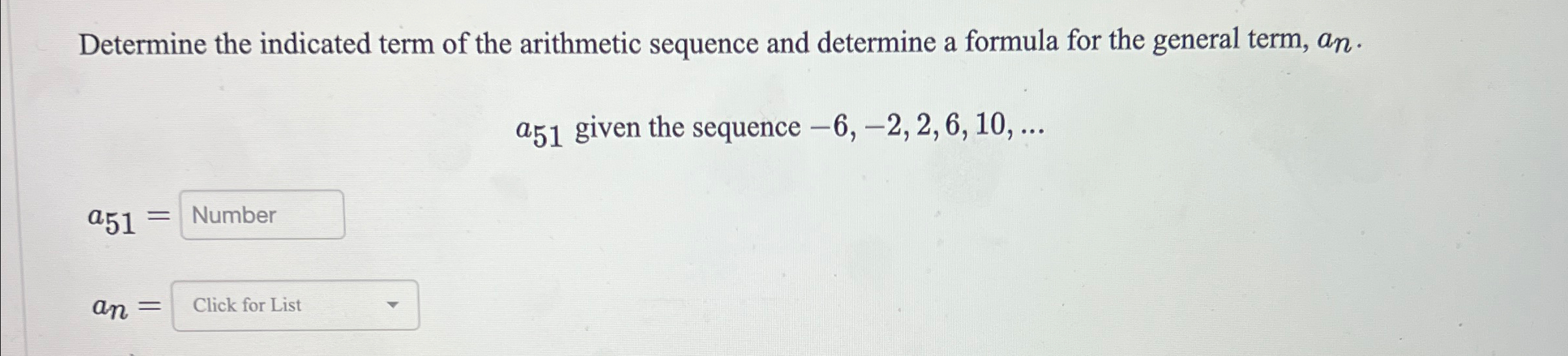 Solved Determine the indicated term of the arithmetic | Chegg.com