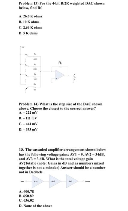 Solved Problem 13) For the 4-bit R/2R weighted DAC shown | Chegg.com