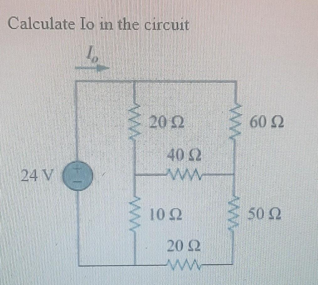 Solved Calculate Io in the circuit24−20(I0−I1)−10(I0−I2)=0 | Chegg.com