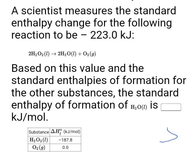 Solved A scientist measures the standard enthalpy change for | Chegg.com