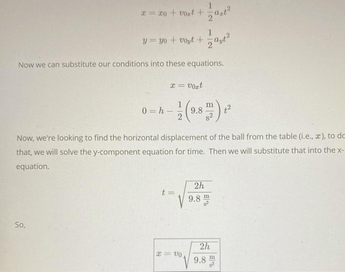 Solved Introduction Imagine a ball rolling off a table and | Chegg.com ...