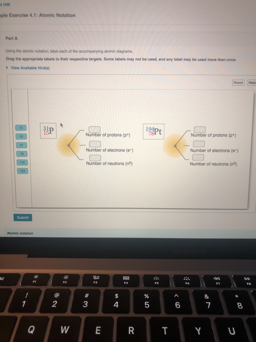 Solved 4 Hw Mple Exercise 41 Atomic Notation Part A Using 4780