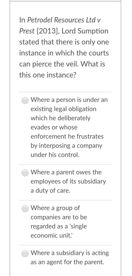 Solved In Petrodel Resources Ltd v Prest [2013], Lord | Chegg.com