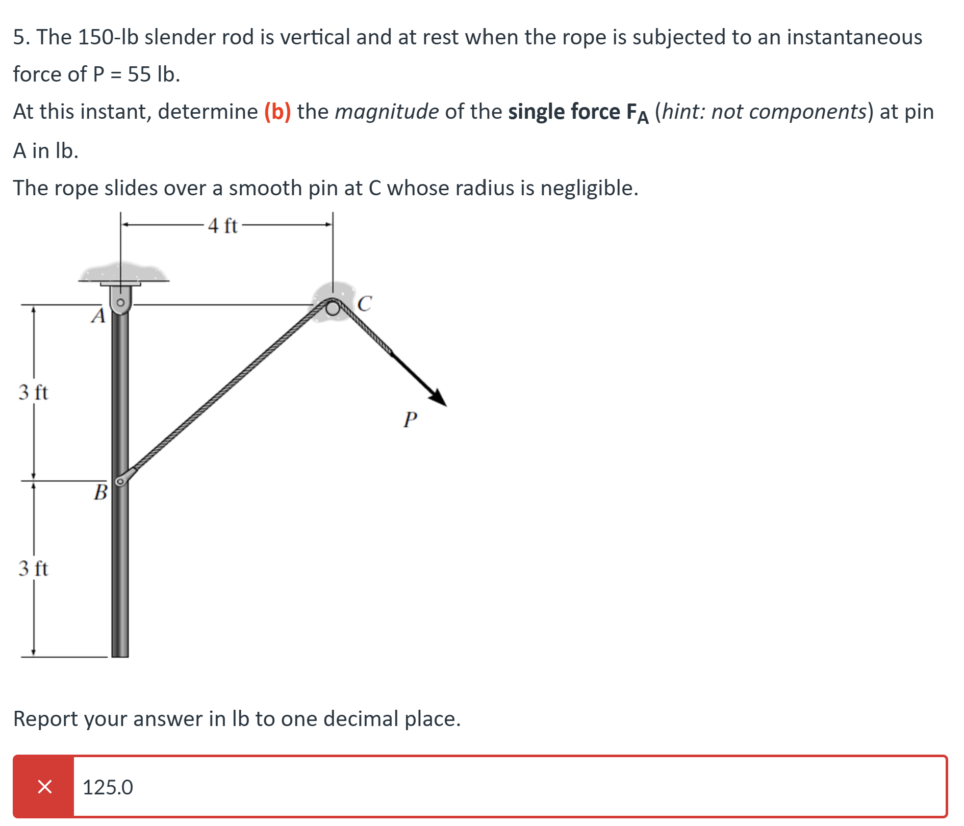 Solved The 150-lb slender rod is vertical and at rest when | Chegg.com