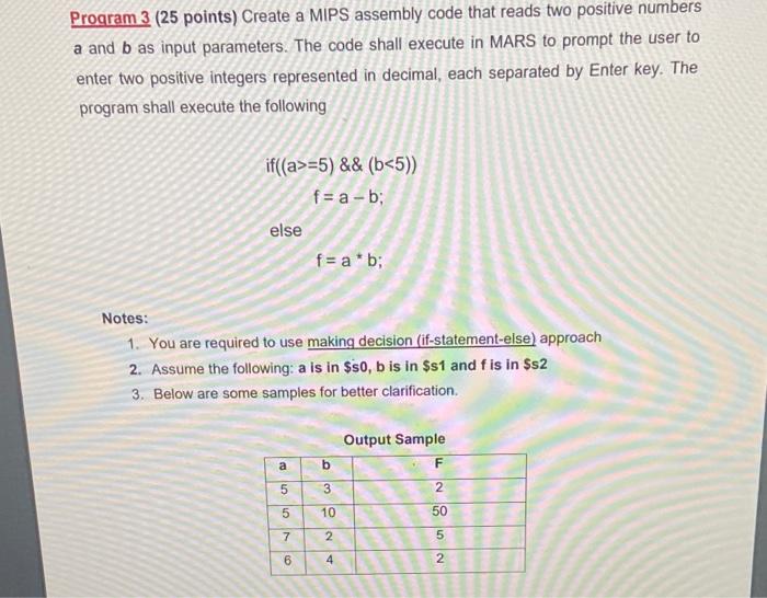 Solved Program 3 (25 points) Create a MIPS assembly code | Chegg.com