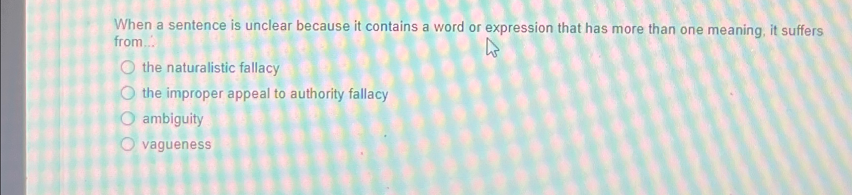Solved When a sentence is unclear because it contains a word | Chegg.com