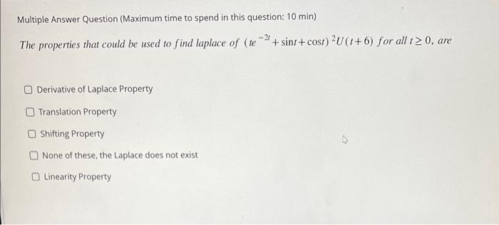 Solved Multiple Answer Question (Maximum time to spend in | Chegg.com