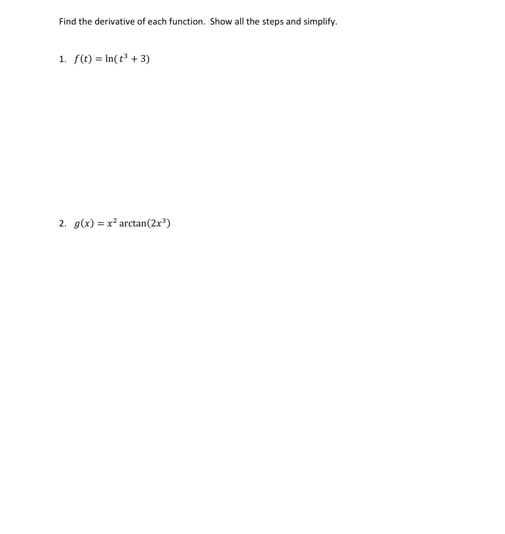 Solved Find the derivative of each function. Show all the | Chegg.com