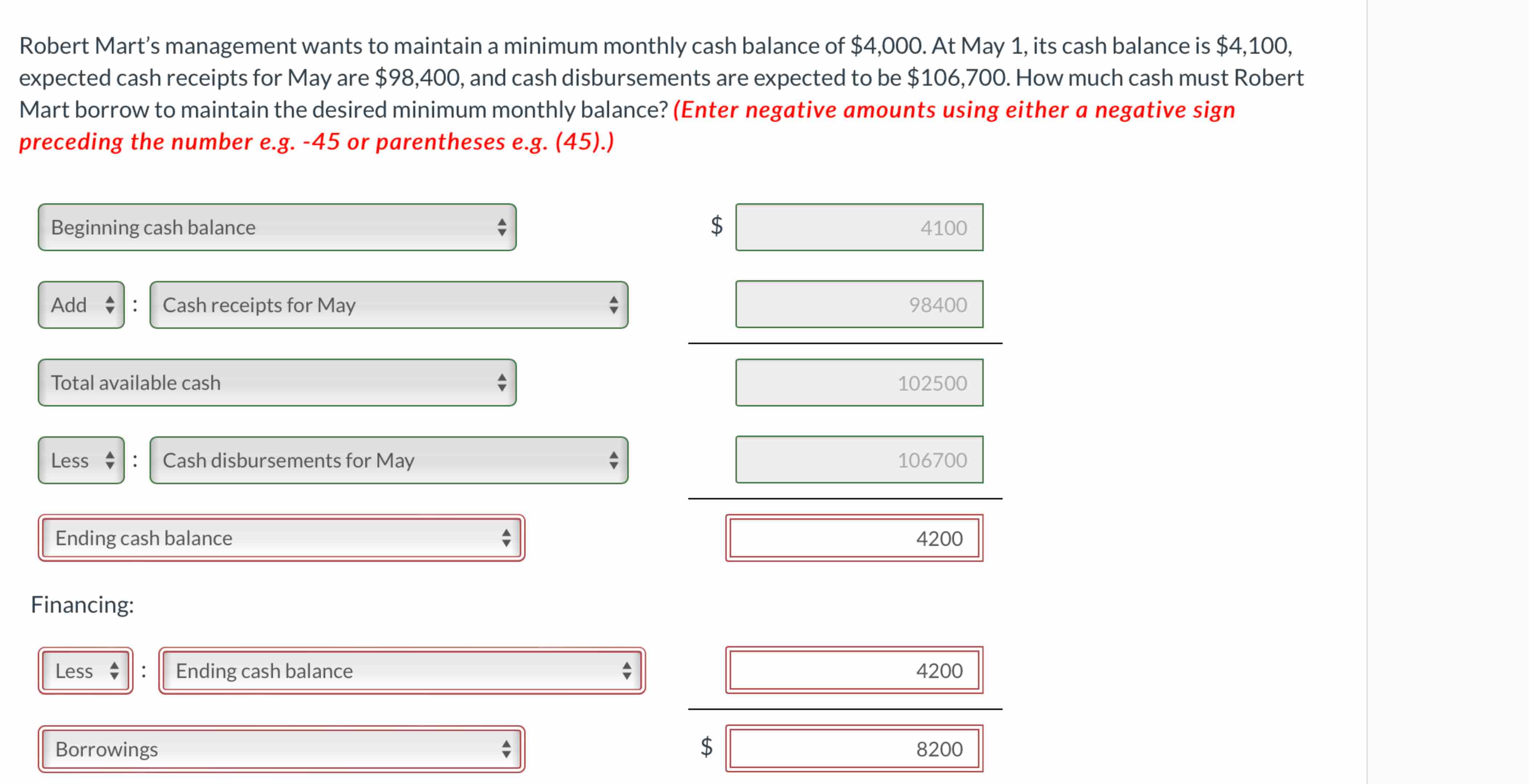 Solved Robert Mart's management wants to maintain a minimum | Chegg.com
