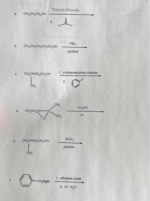 Solved 2. c. 1. p-toluenesulfonyl chloride 2. d. 1. ethylene | Chegg.com