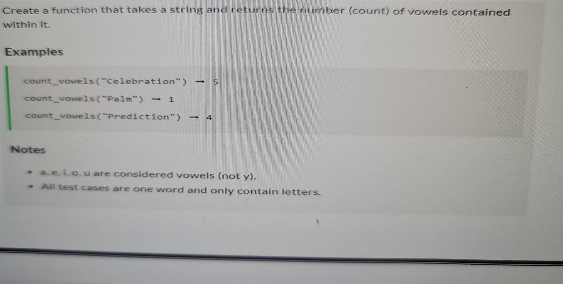 Solved Create a function that takes a string and returns the | Chegg.com