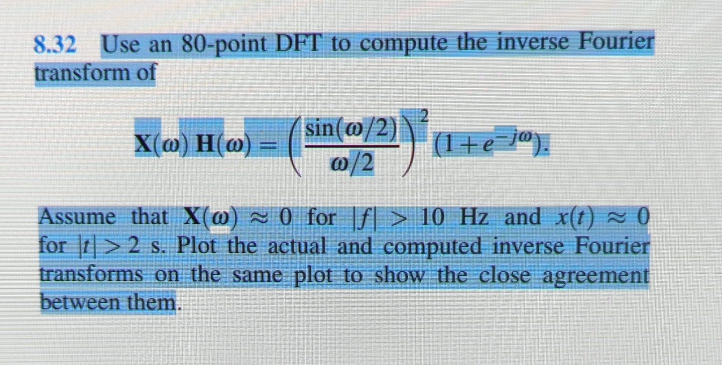 Solved 8 32 ﻿use An 80 Point Dft To Compute The Inverse