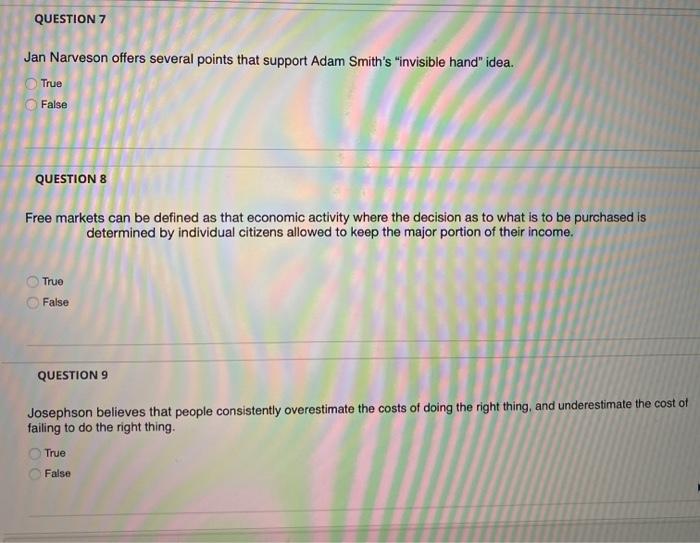 Solved QUESTION 7 Jan Narveson offers several points that | Chegg.com