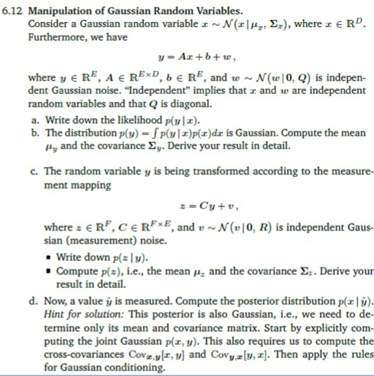 6.12 Manipulation of Gaussian Random Variables. | Chegg.com