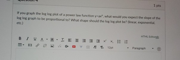 Solved 1 pts If you graph the log log plot of a power law | Chegg.com