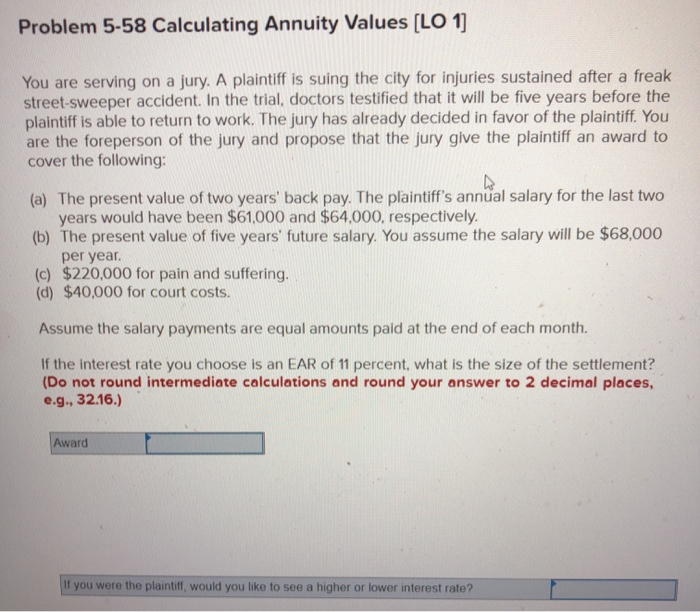 Solved Problem 5-58 Calculating Annuity Values (LO 1] You | Chegg.com