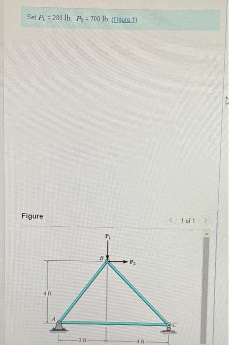 Solved Set P=280 lb, P₂ = 700 lb. (Figure 1) Figure 4 ft 3 | Chegg.com