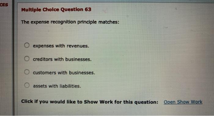 Solved CES Multiple Choice Question 63 The expense | Chegg.com Solved CES Multiple Choice Question 63 The expense | Chegg.com