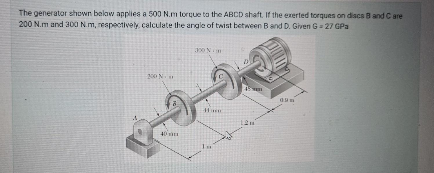 Solved The generator shown below applies a 500 N.m torque to | Chegg.com