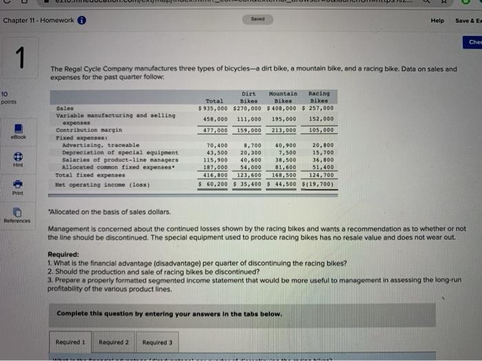 Solved Chapter 11 - Homework Saved Help Save & EX Ched 1 The | Chegg.com