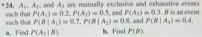 Solved 24. A1,A2, and A3 are mutually exclusive and | Chegg.com